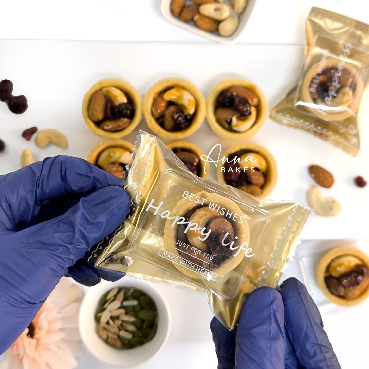 Salted Caramel Nut Tarts - Anna Bakes